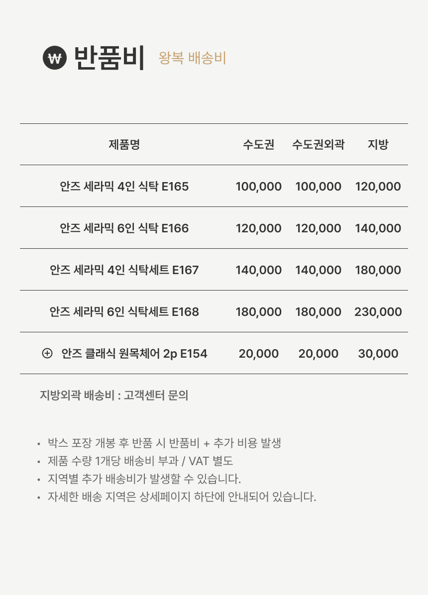 안즈 세라믹 슬림 4인/6인 원목 식탁 E165A | 한샘몰